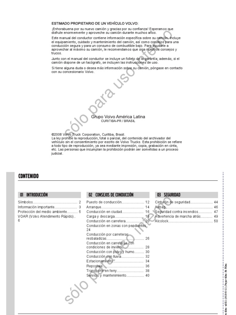 Manual Operacion Volvo FMX | PDF | Transporte | Vehículos