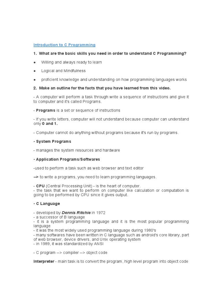 C Programming Introduction Pdf Computer Programming Assembly Language 9530
