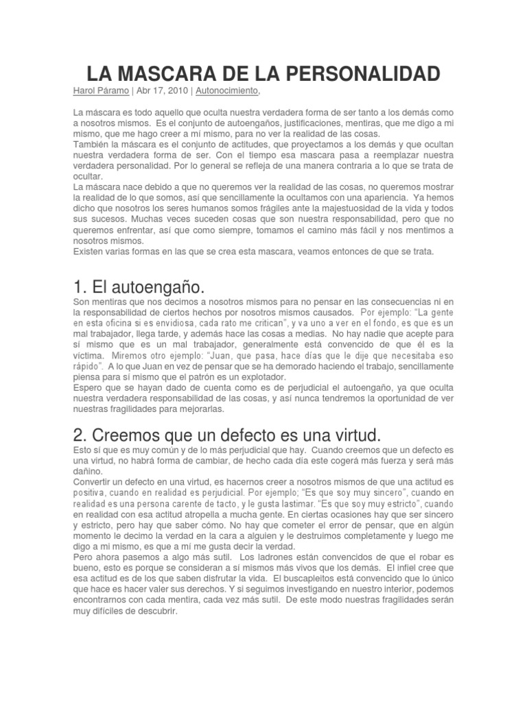 La Mascara de La Personalidad | PDF | Verdad | Realidad