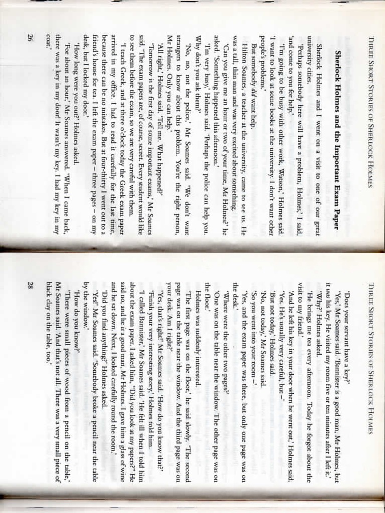 Sherlock Holmes The Important Exam Paper | PDF