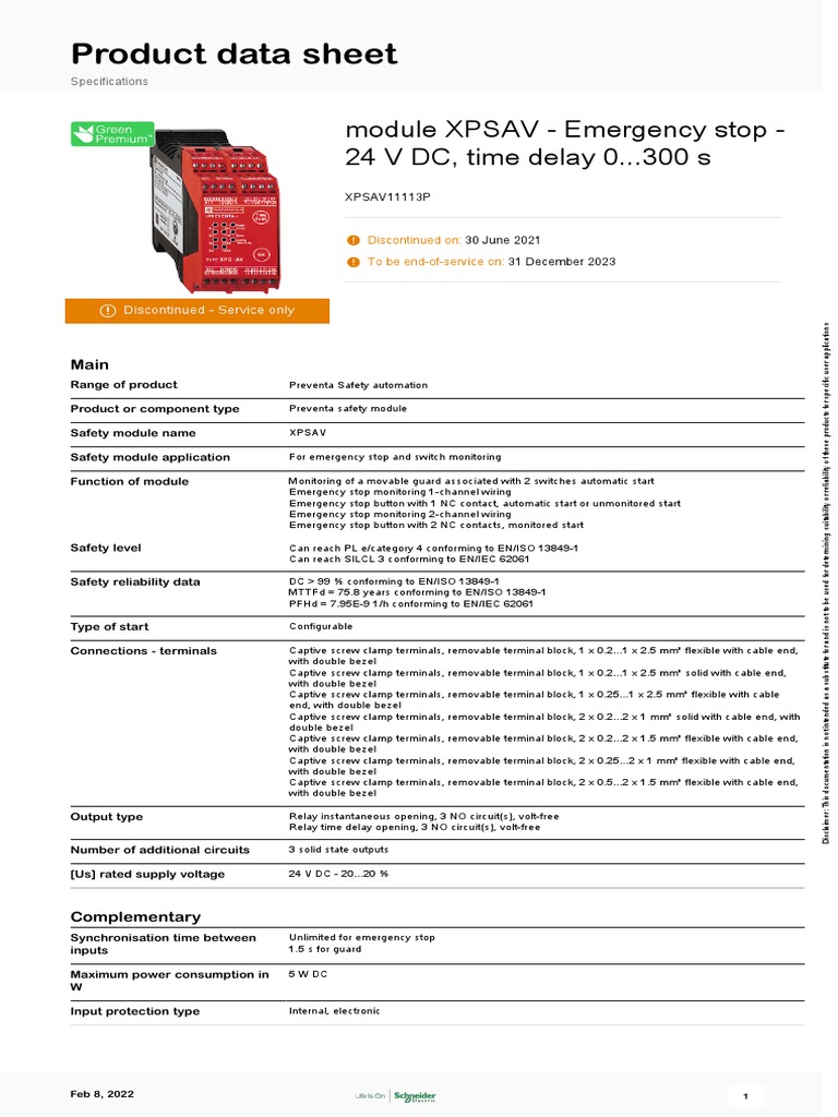 XPSAV Safety Module Specs & End Date | PDF | Relay | International ...