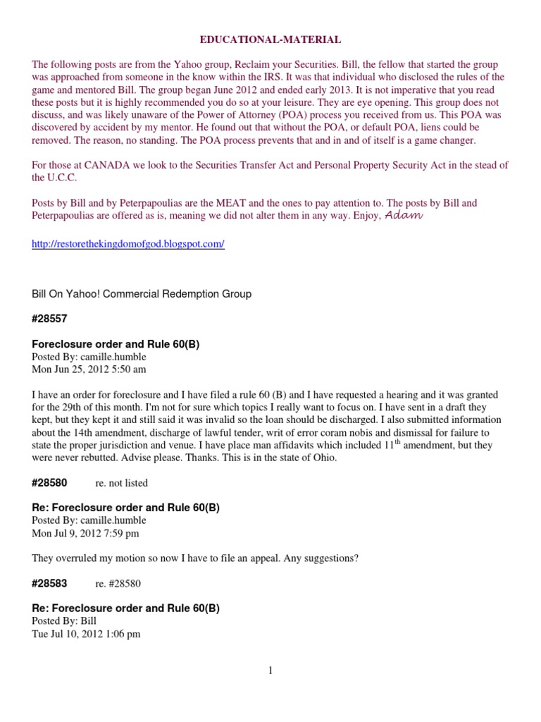 Educational Materials on Commercial Redemption and Secured Party Creditor Status | PDF | Cheque ...