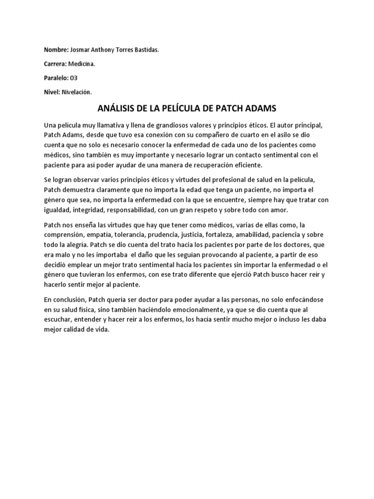 Análisis Ético de Patch Adams | PDF | Comportamiento | Justicia