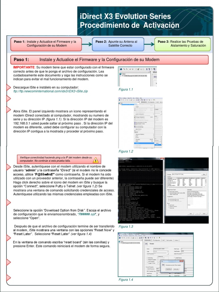 Configuración y activación de modem iDirect X3 Evolution | PDF | Antena ...