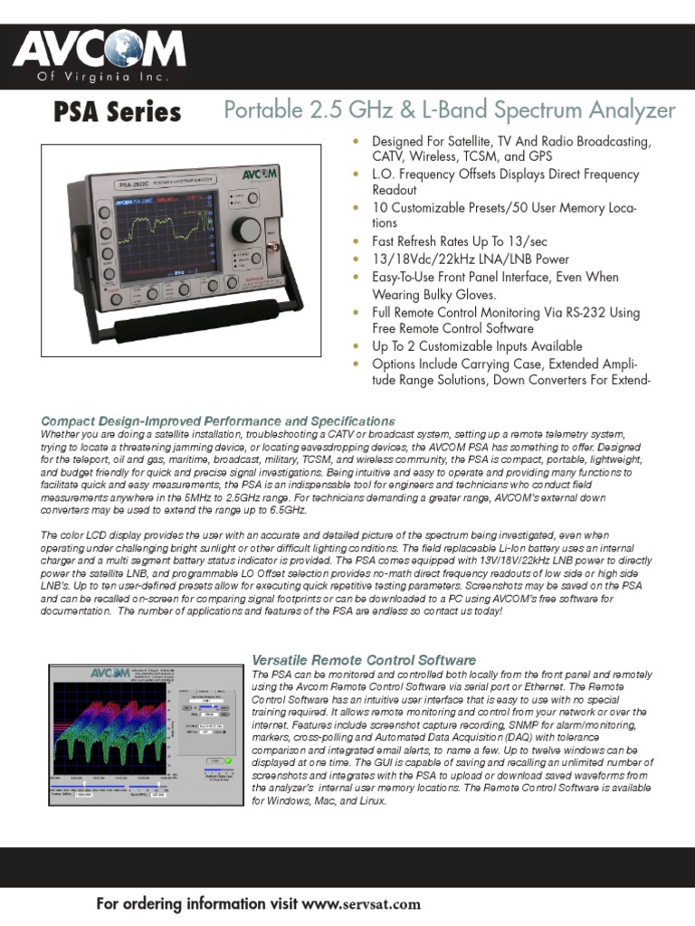 Psa Series: Portable 2.5 GHZ & L-Band Spectrum Analyzer | PDF ...