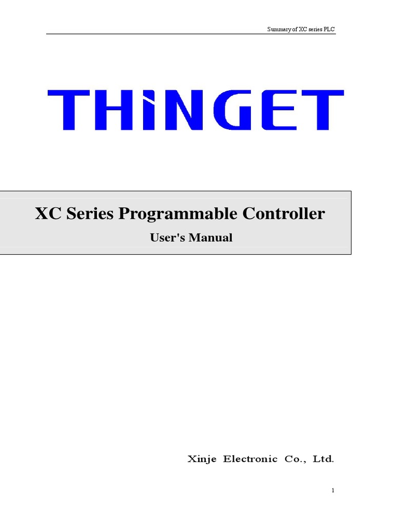 XC Series Programmable Controller: User's Manual | Download Free PDF | Programmable Logic ...