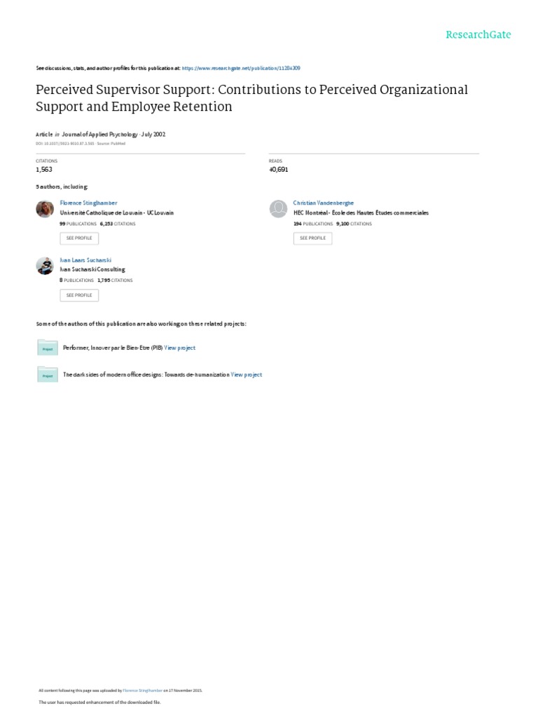 02 - Perceived - Supervisor - Support Scale | PDF | Turnover ...