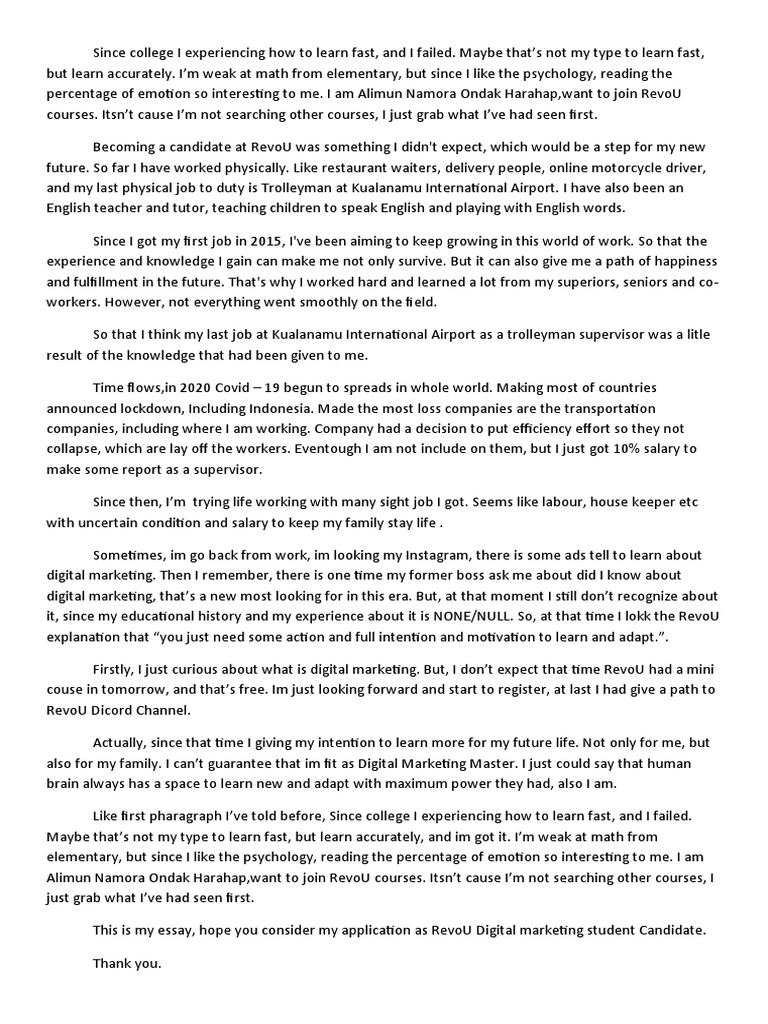 My Motivation Essay | PDF | Motivational | Motivation