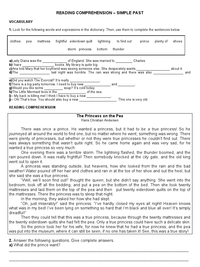 Simple Past Reading Comprehension Activities | PDF | Quilt