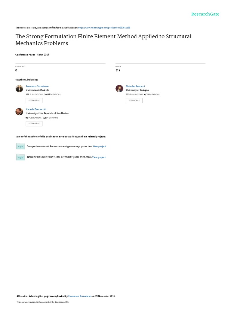 The Strong Formulation Finite Element Method Applied To Structural Mechanics Problems | PDF ...