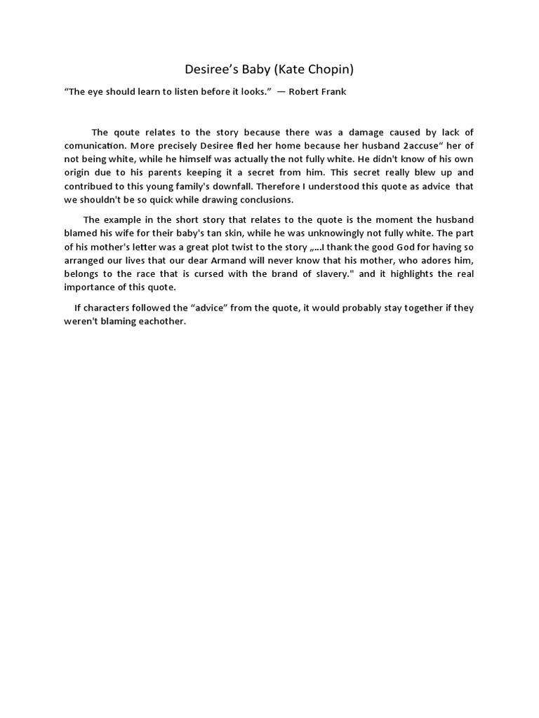 Desiree's Baby (Kate Chopin) | PDF | Poetry | General Fiction