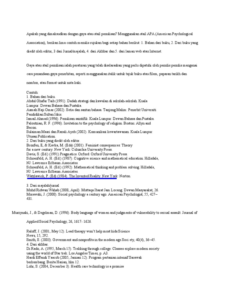 Gaya Penulisan APA | PDF