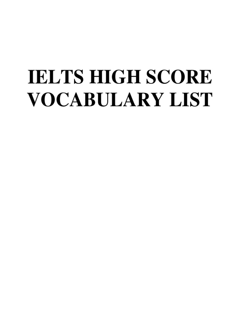 IELTS Vocabulary High Score | PDF | Languages