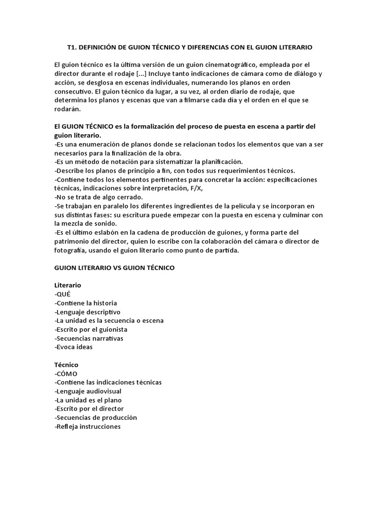Guion Técnico: Definición y Función | PDF | Guión | Director de cine