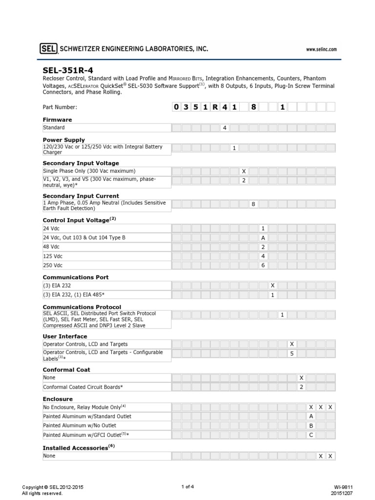 SEL 315R4 Matrix WI-9811 | Download Free PDF | Electrical Connector ...