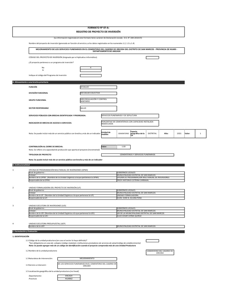 Formato7a - Registro Del PI | PDF | Asociación público-privada ...