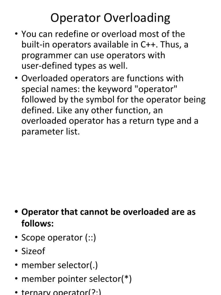 Operator Overloading | PDF
