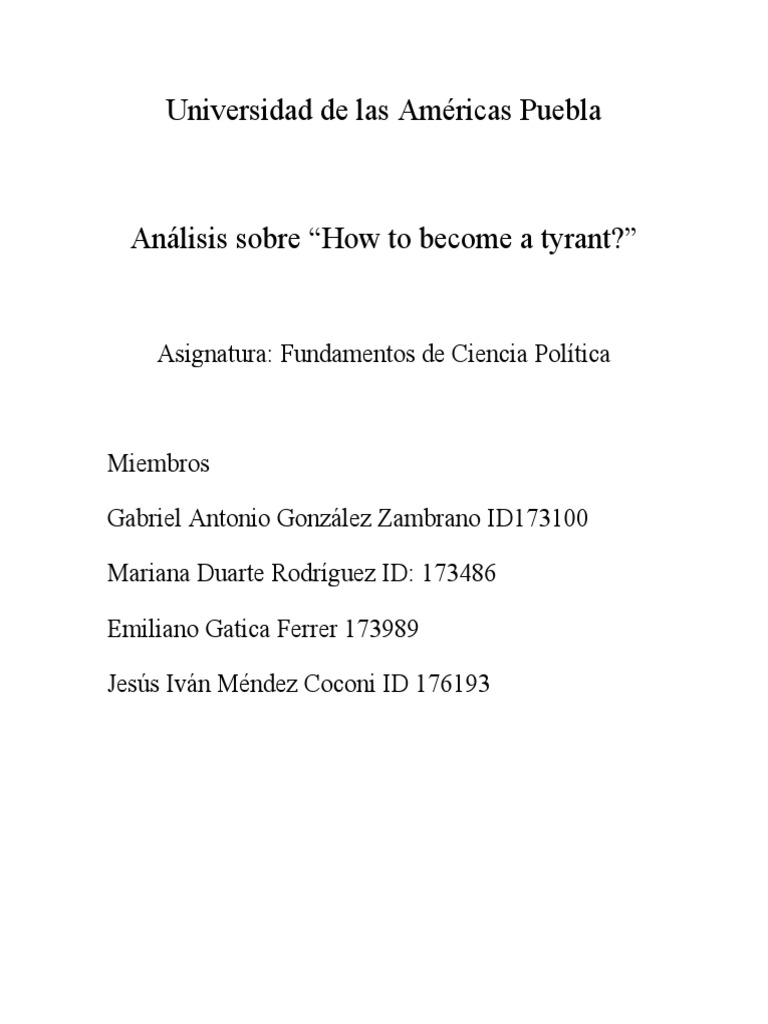 Análisis Sobre "How To Become A Tyrant" | PDF | Adolf Hitler | Dictadura