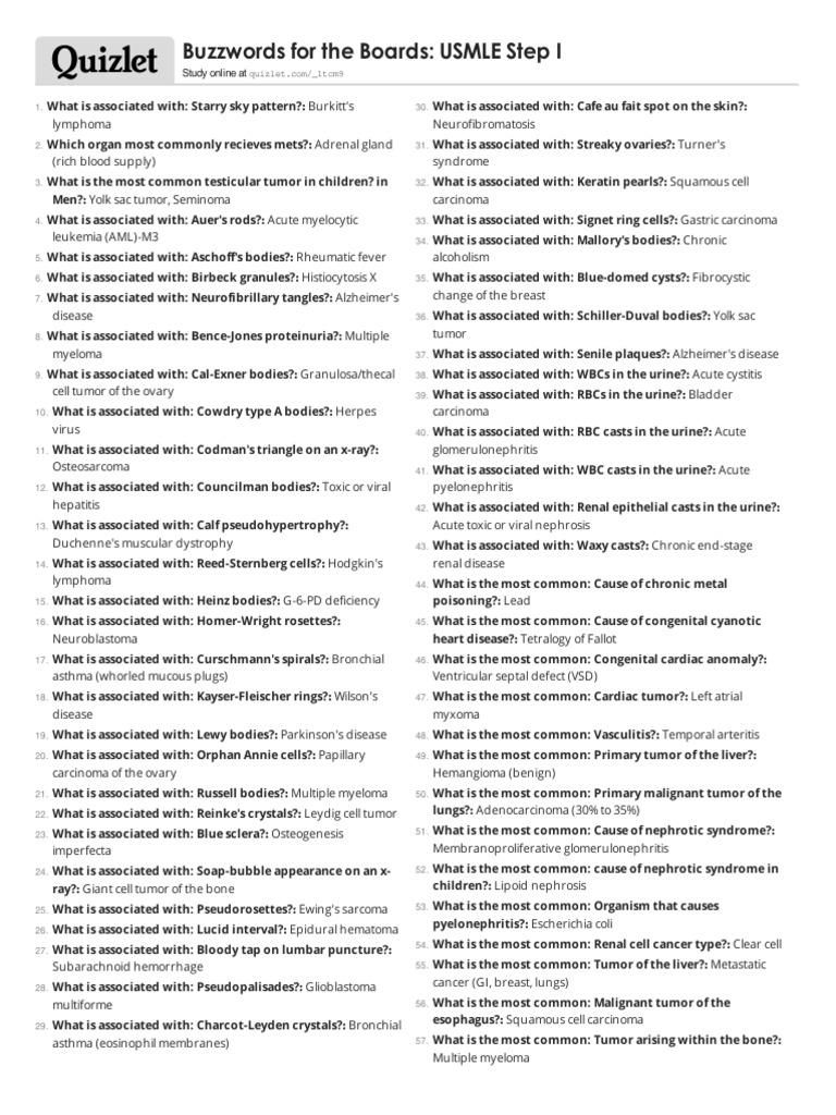 Buzzwords For The Boards: USMLE Step I: Study Online at | Download Free ...