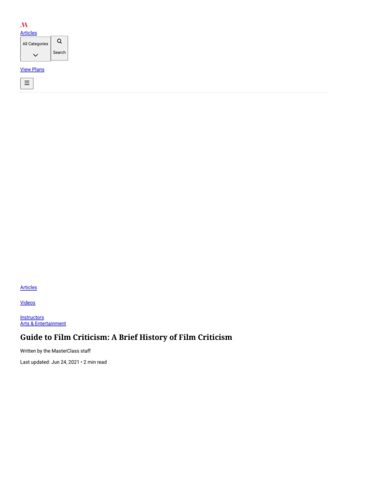 Film Criticism: History and Purpose | PDF