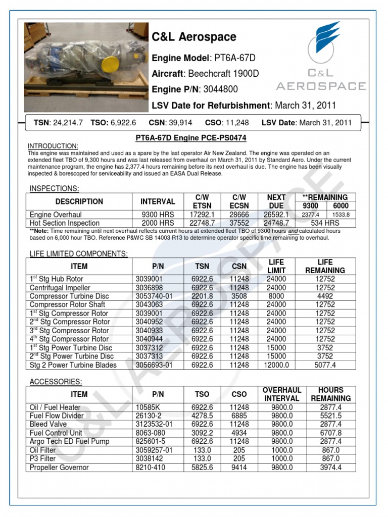Pce Ps0474 Pt6a 67d Spec Sheet 9may2017 | PDF | Turbine | Gases