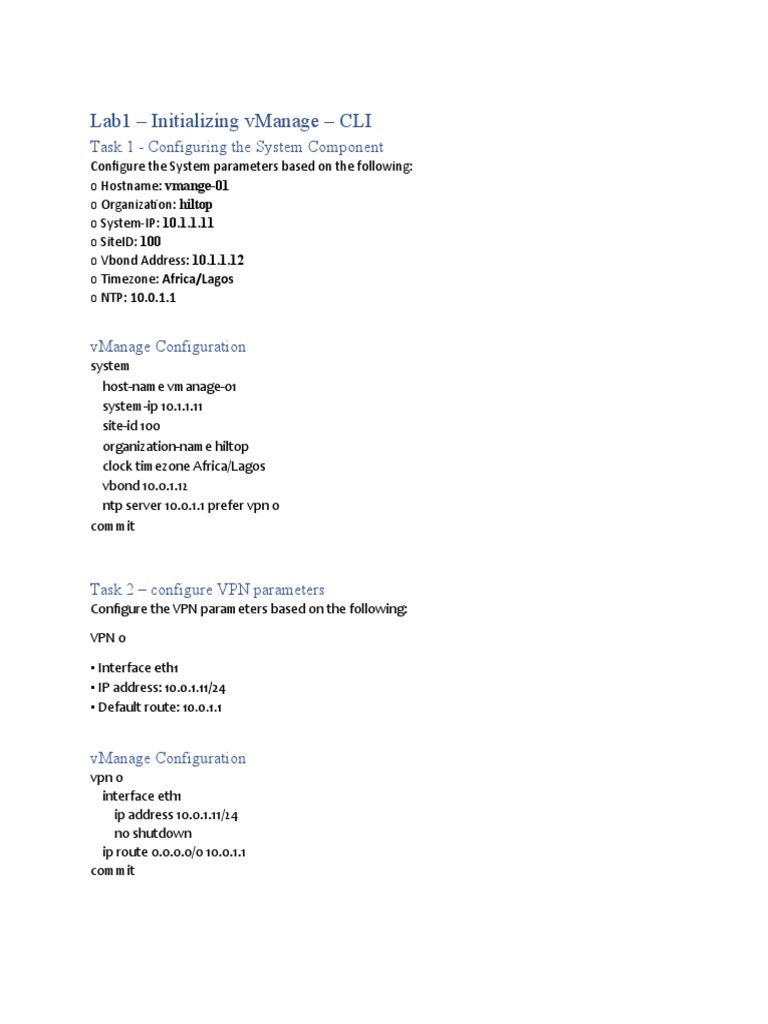 vManage Initialization and Configuration Guide | PDF | Command Line ...