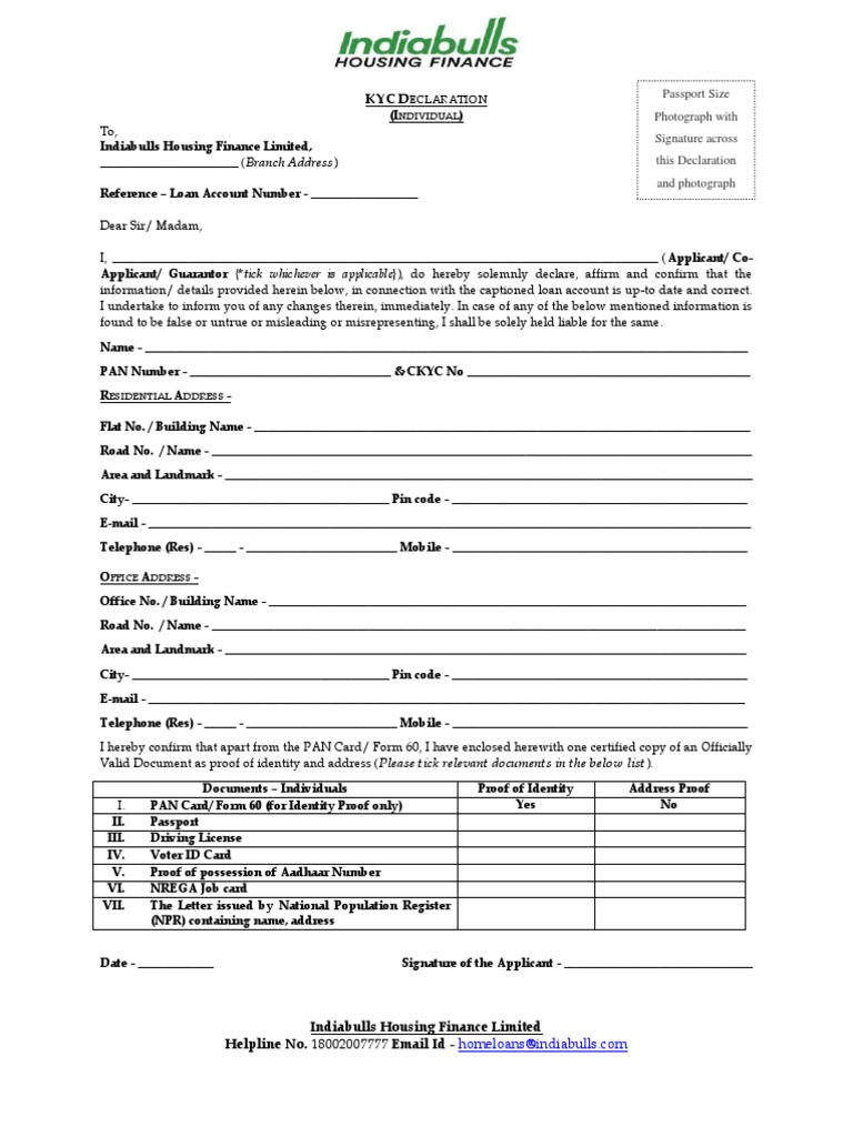 Kyc Self Declaration Individual Ihfl 0979027001583317458 2 | PDF ...