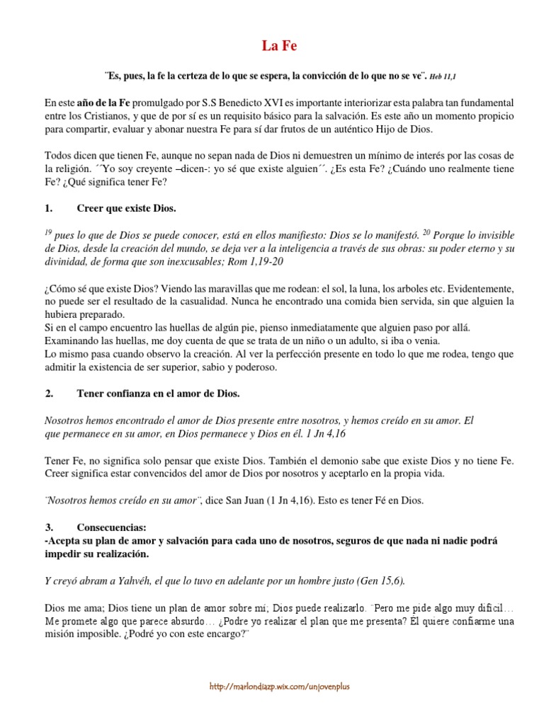 Tema La Fe | PDF | Fe | Amor