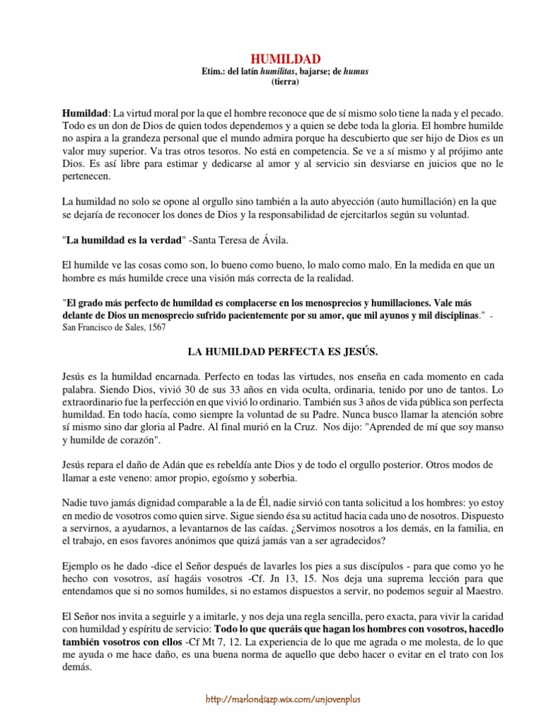 La Humildad: Valor y Enseñanza Cristiana | PDF | Amor | Orgullo