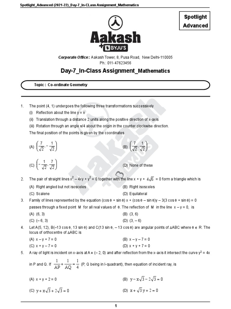 Coordinate Geometry Assignment | PDF | Triangle | Circle
