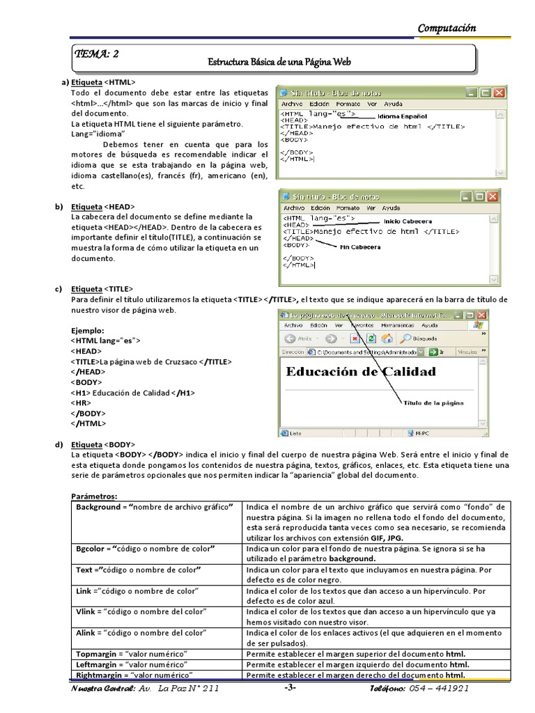 Tema 2 Estructura de HTML | PDF | HTML | Página web