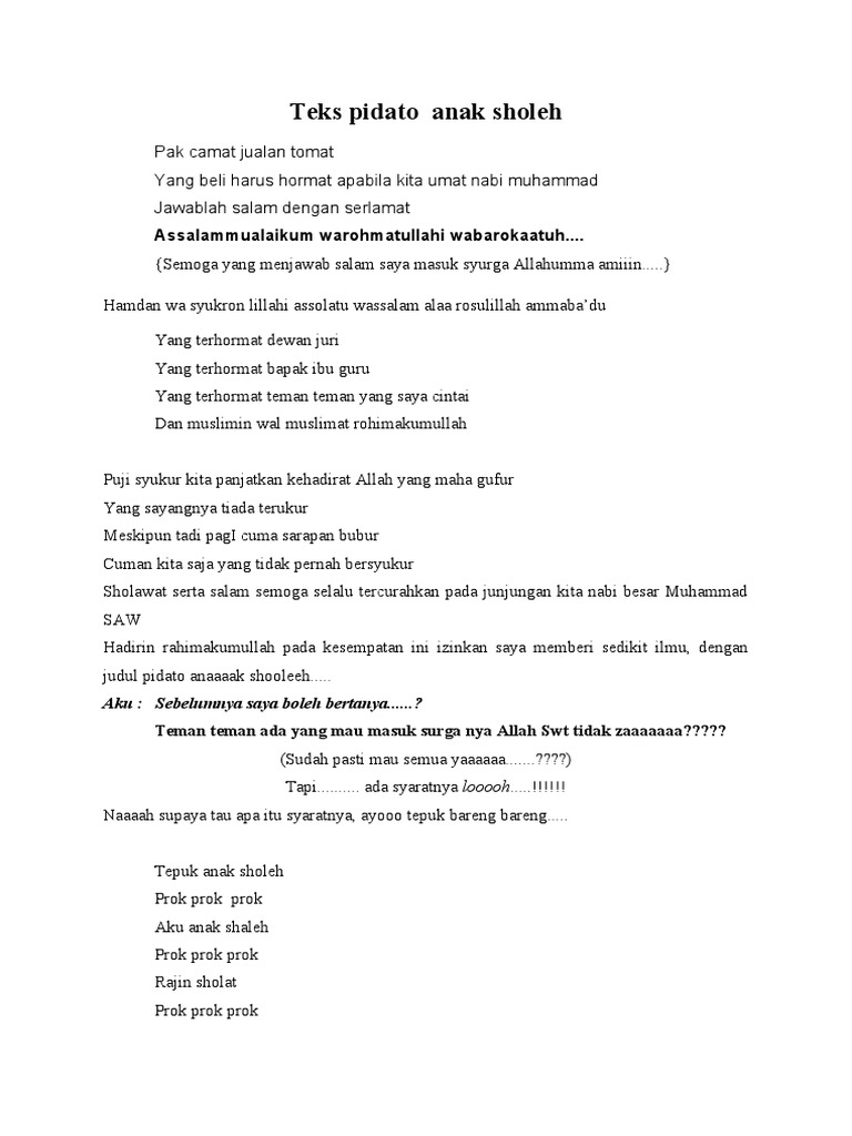 Teks Pidato Anak Sholeh | PDF