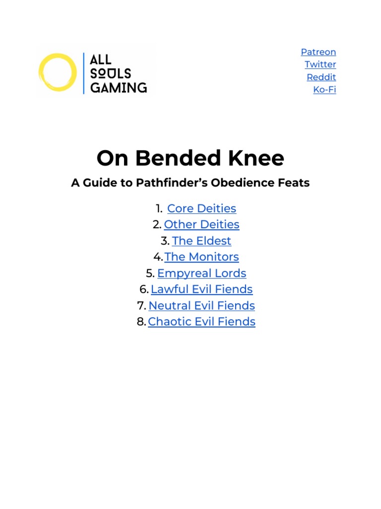 On Bended Knee - A Guide To Pathfinder - S Obedience Feats | PDF | D20 ...