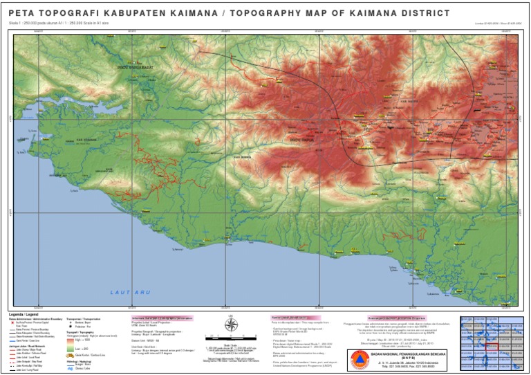 Peta Topografi Kabupaten Kaimana Topography Map o o Kab Kaimana Kab ...