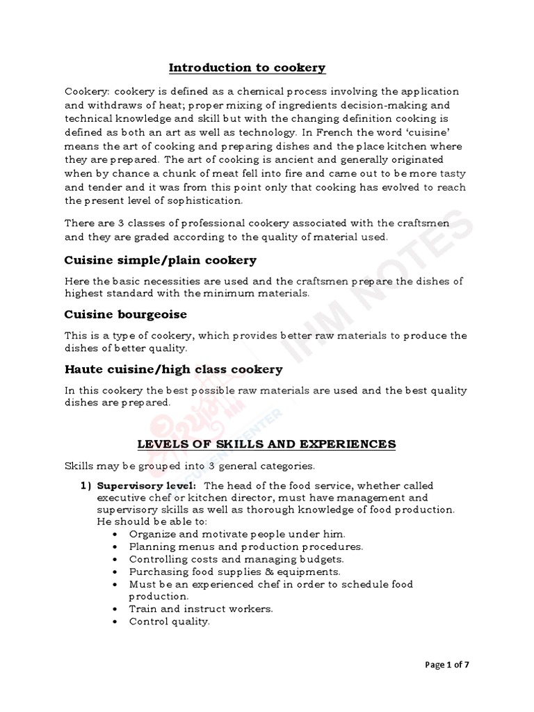 Introduction to Cookery Basics | PDF | Foods | Hygiene