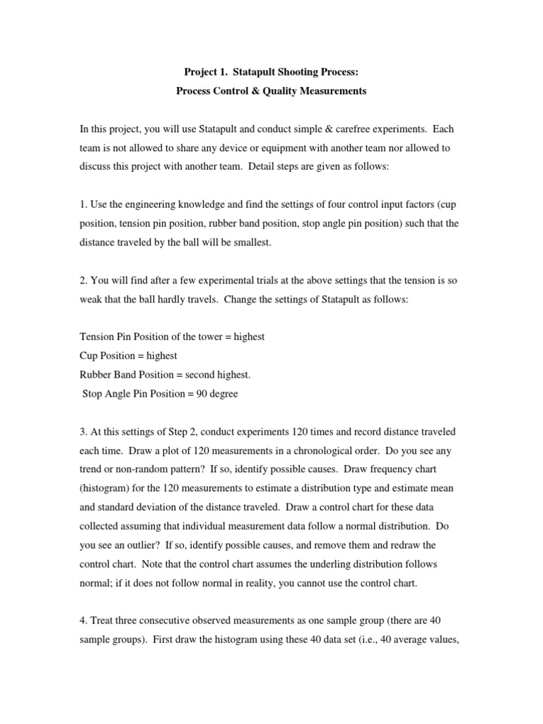 Project 1. Statapult Shooting Process: Process Control & Quality ...