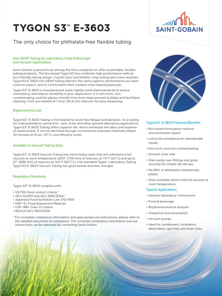 Tygon S3 E-3603: The Only Choice For Phthalate-Free Flexible Tubing ...