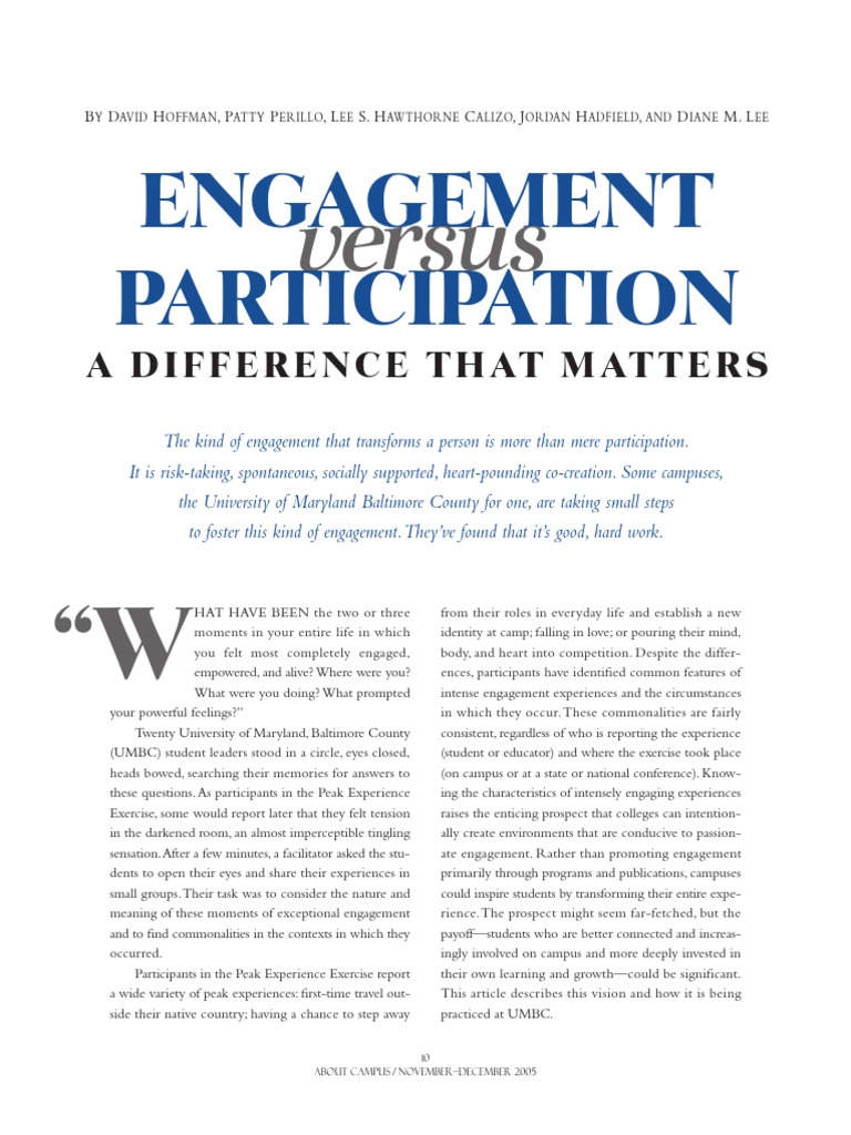 2005 David Hoffman - Engagement Versus Participation A Difference That ...