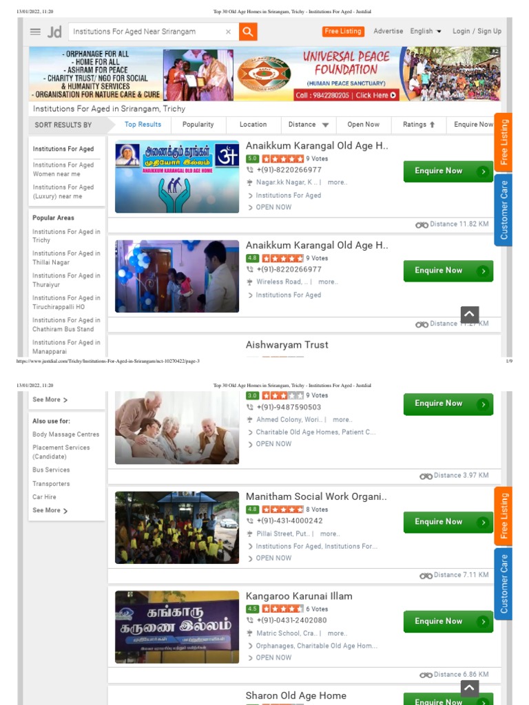 3 Top 30 Old Age Homes in Srirangam, Trichy - Institutions For Aged - Justdial | PDF | Health ...