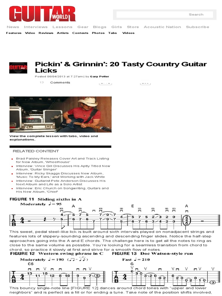 20 Country Guitar Licks Compress | PDF | Guitars | String Instruments