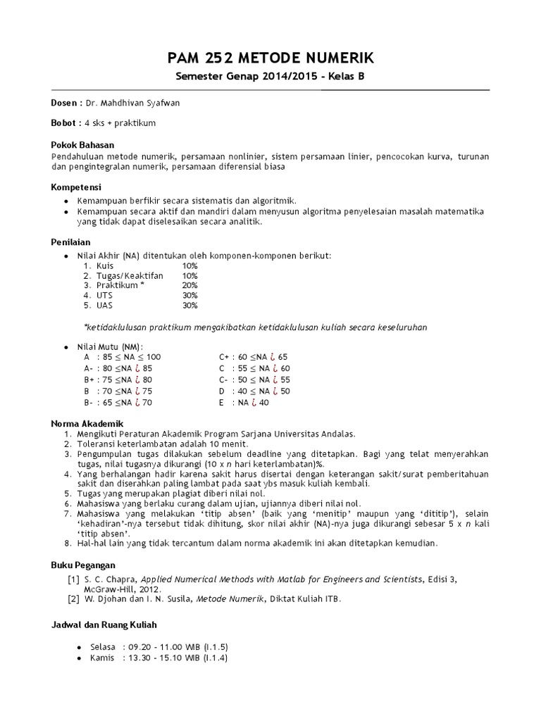Pam 252 Metode Numerik | PDF