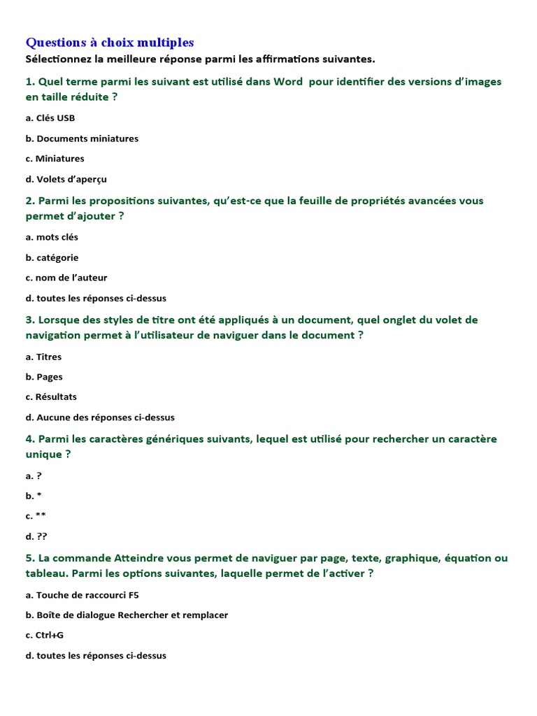 Questions À Choix Multiples | PDF