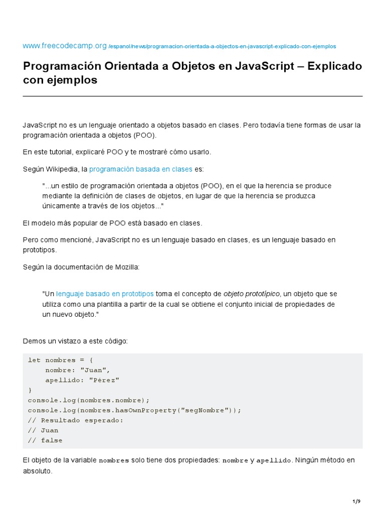 Programación Orientada A Objetos en JavaScript Explicado Con Ejemplos ...