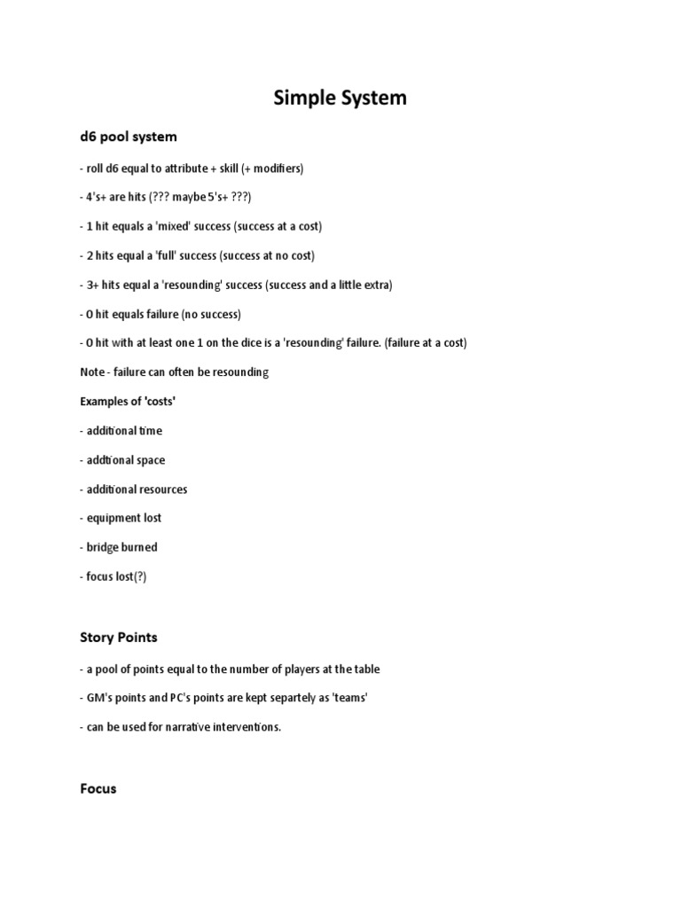 Simple TTRPG System Overview | PDF