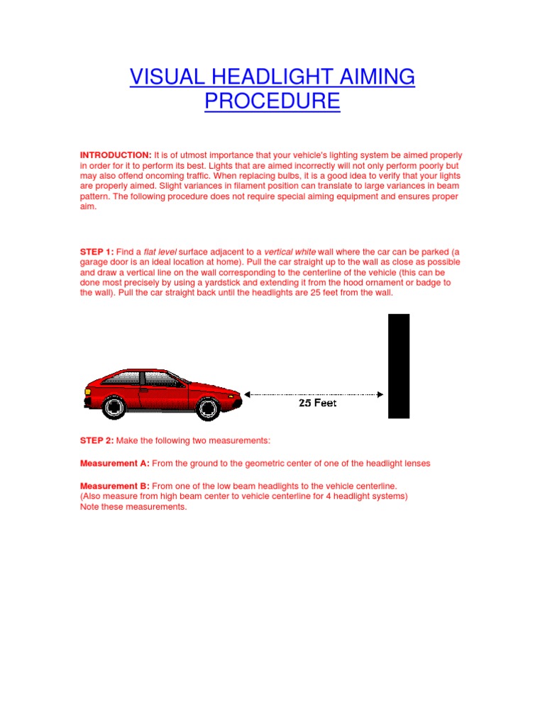 Hid Visual Headlight Aiming Procedure | PDF | Headlamp | Lighting