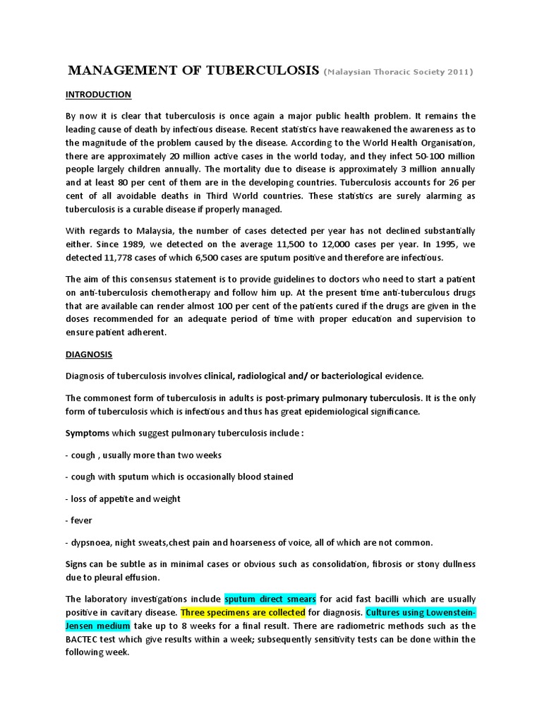 Management of Tuberculosis | PDF | Tuberculosis | Medical Specialties
