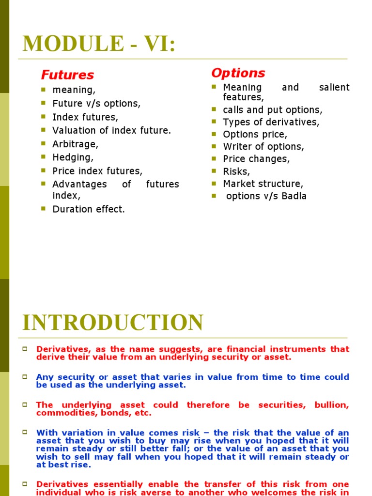 Module - Vi:: Futures Options | PDF | Option (Finance) | Put Option