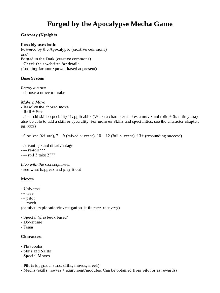 PbtA Mecha Game | PDF