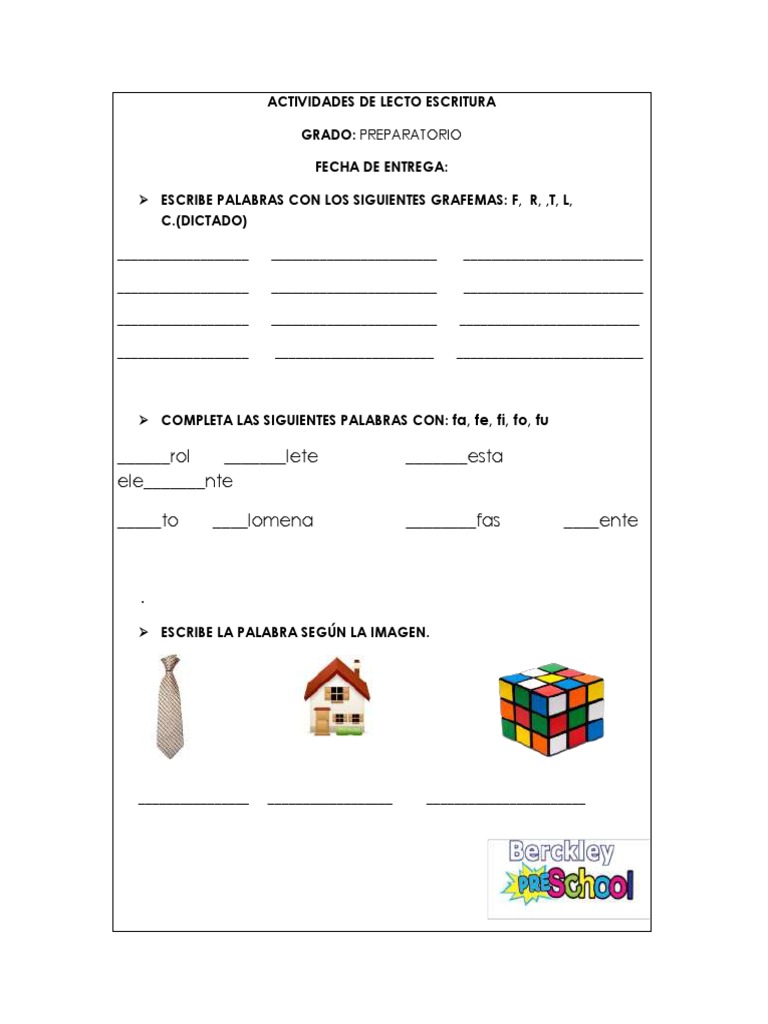 Actividades de Lecto Escritura Prep. | PDF