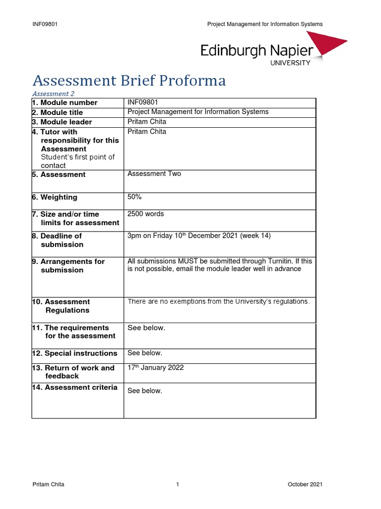 Assessment Brief Proforma | PDF | Agile Software Development | Academic ...